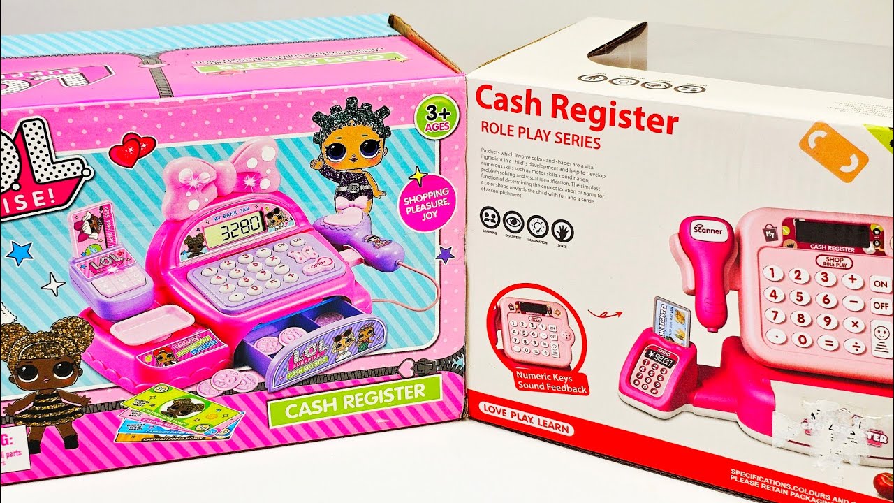 ASMR Cute Pink Cash Register PlaySet Satisfying with Unboxing 계산대 장난감 ...