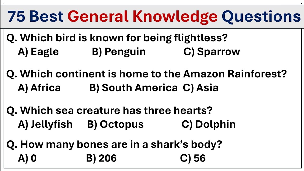 75 General Knowledge Questions Everyone Should Know | Ultimate Trivia ...