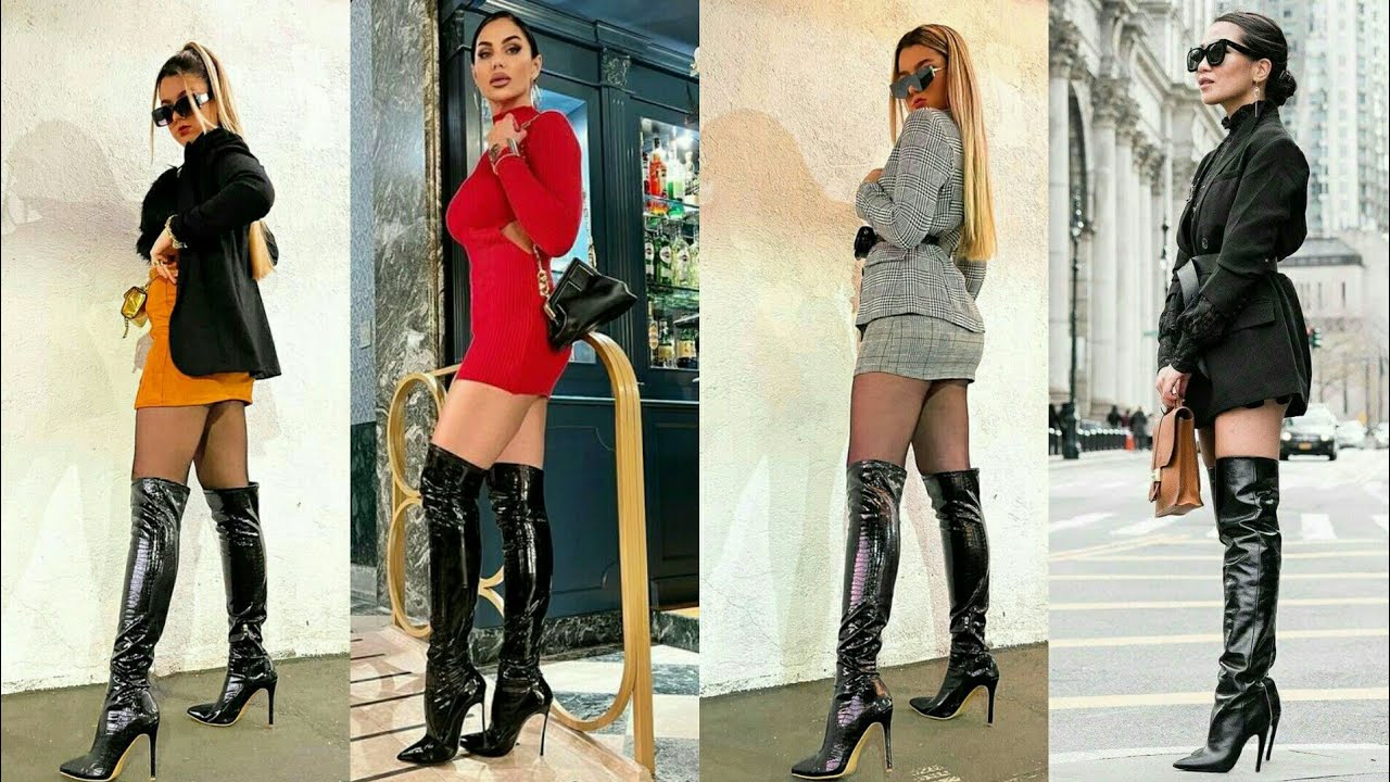 "Strutting in Style: Leather Long High Heel Boot Showcase" - YouTube