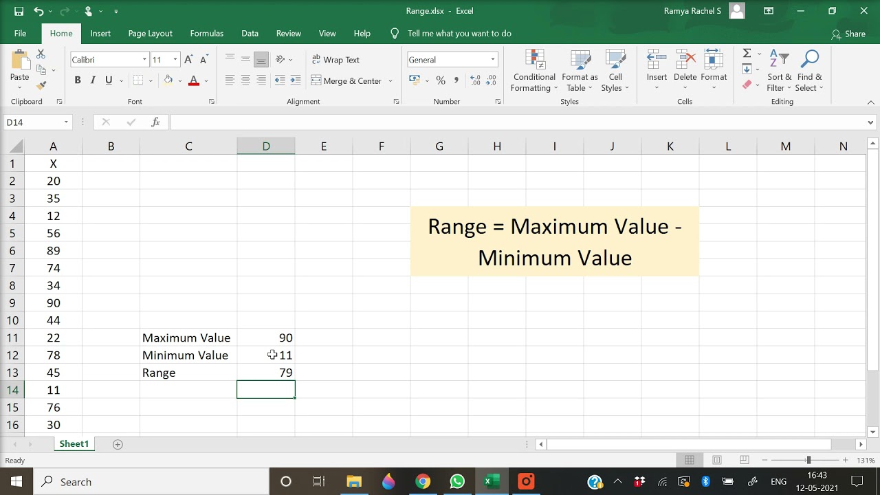 Calculate Range In Excel YouTube Calculate Range In Excel YouTube