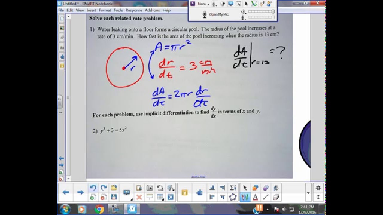 Calculus Review of Related Rate and Implicit Differentiation - Juda ...