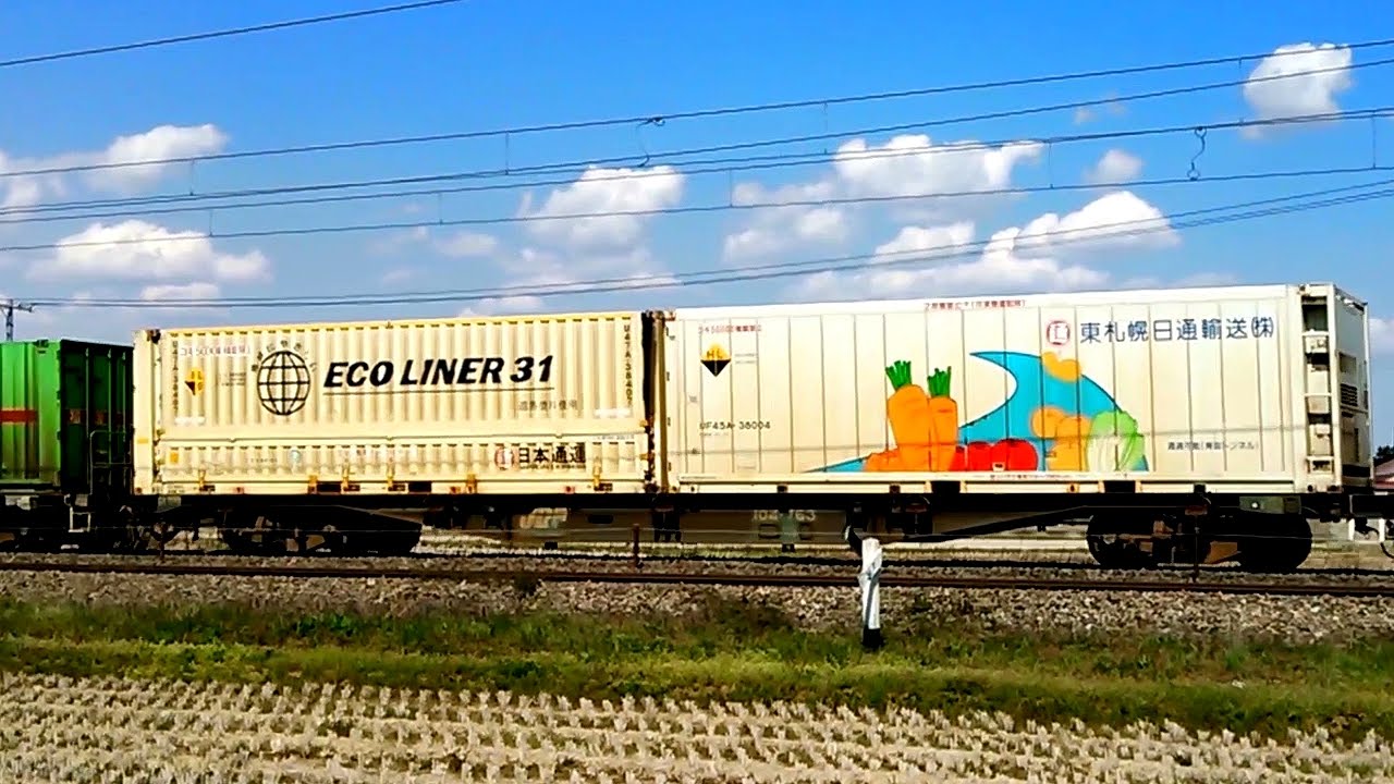 EH500-76 貨物列車 3054レ 東札幌日通輸送 UF45A コネコロジー積載 - YouTube