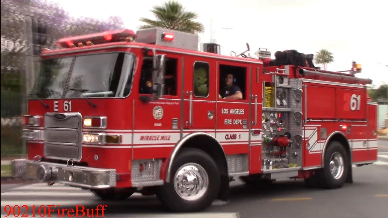 LAFD Engine 61 & Rescue 68 (reserve) Responding - YouTube