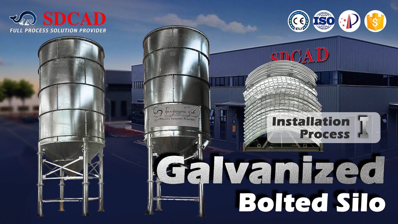 Installation Process Ⅰ of SDCAD Galvanized Bolted Silo - YouTube