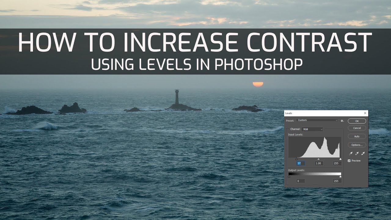 How to increase contrast using levels in Photoshop - YouTube