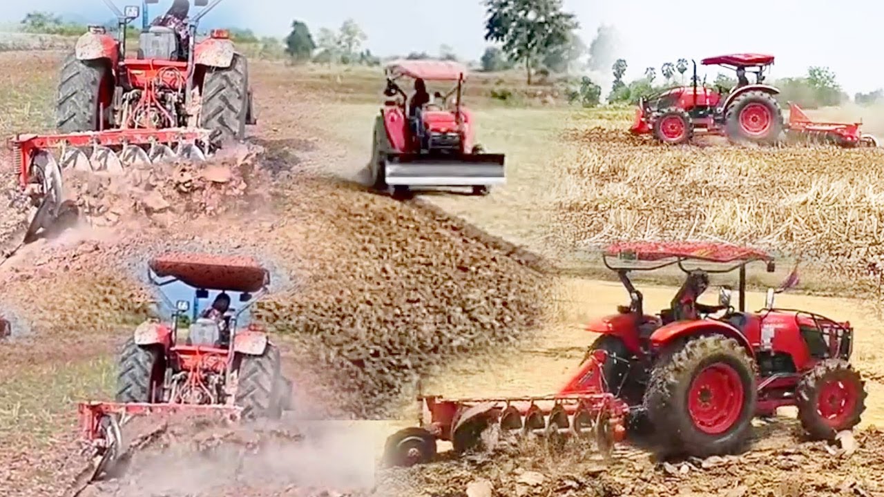 Tractors plowing in the dry season is very difficult to plow - YouTube