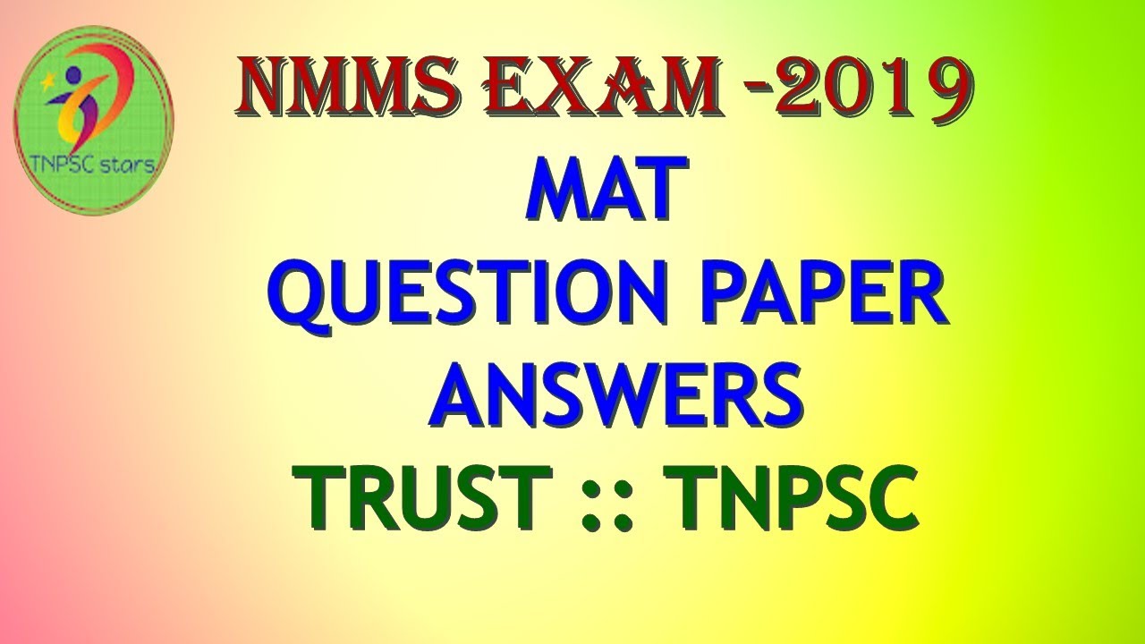 NMMS EXAM | MAT 2019 Nmms question paper with answer | breif ...