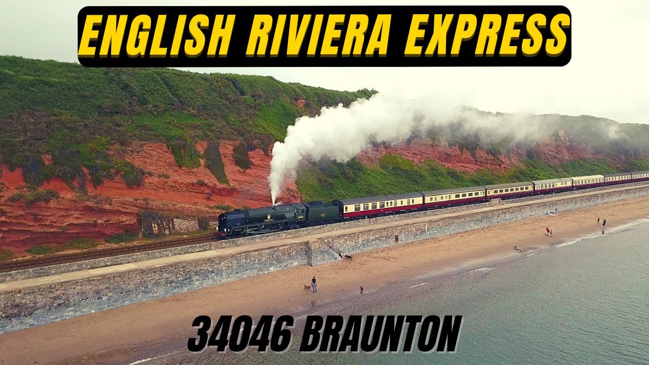 English Riviera Express Train Powered by 34046 Braunton through Dawlish ...
