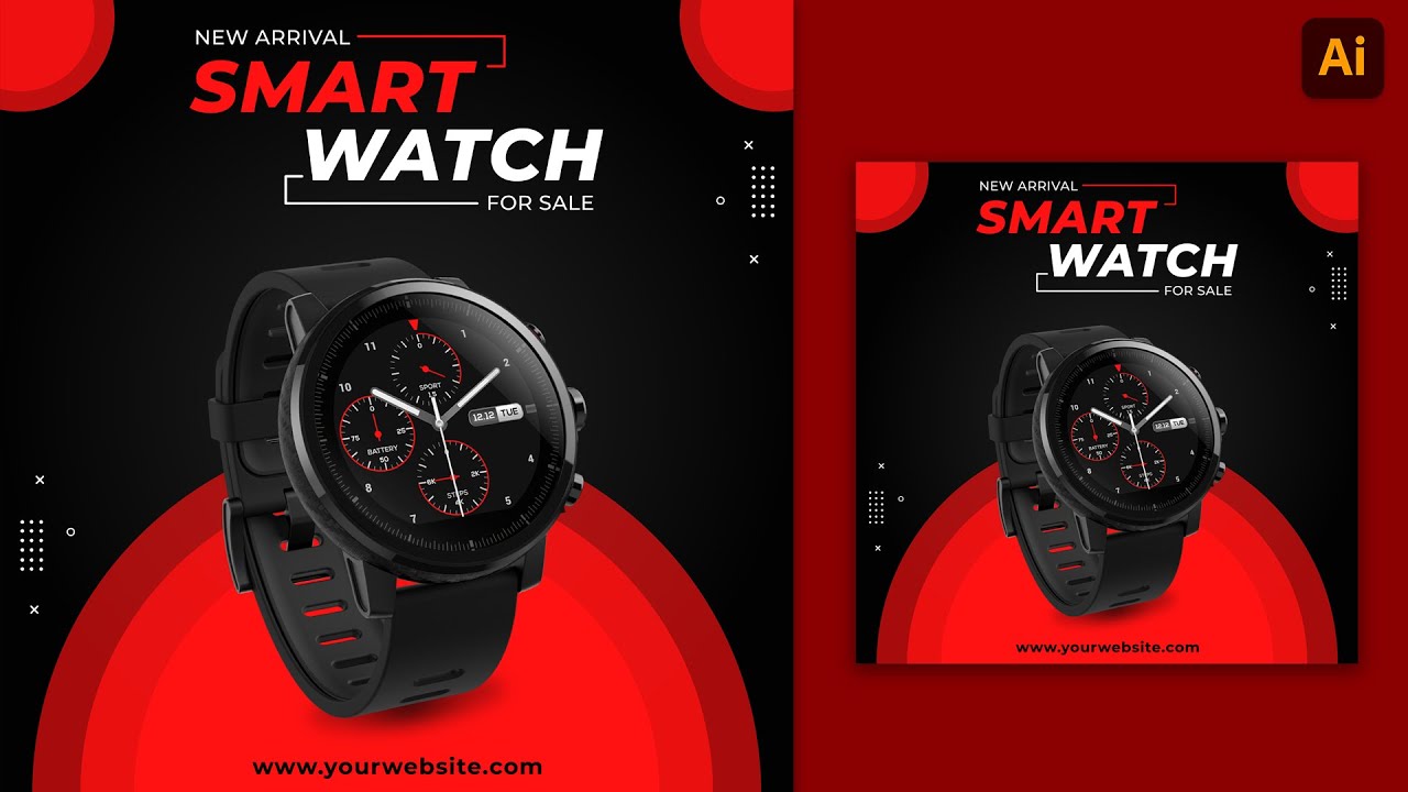 How to Create A Smartwatch Product Banner or Social Media Post Design ...