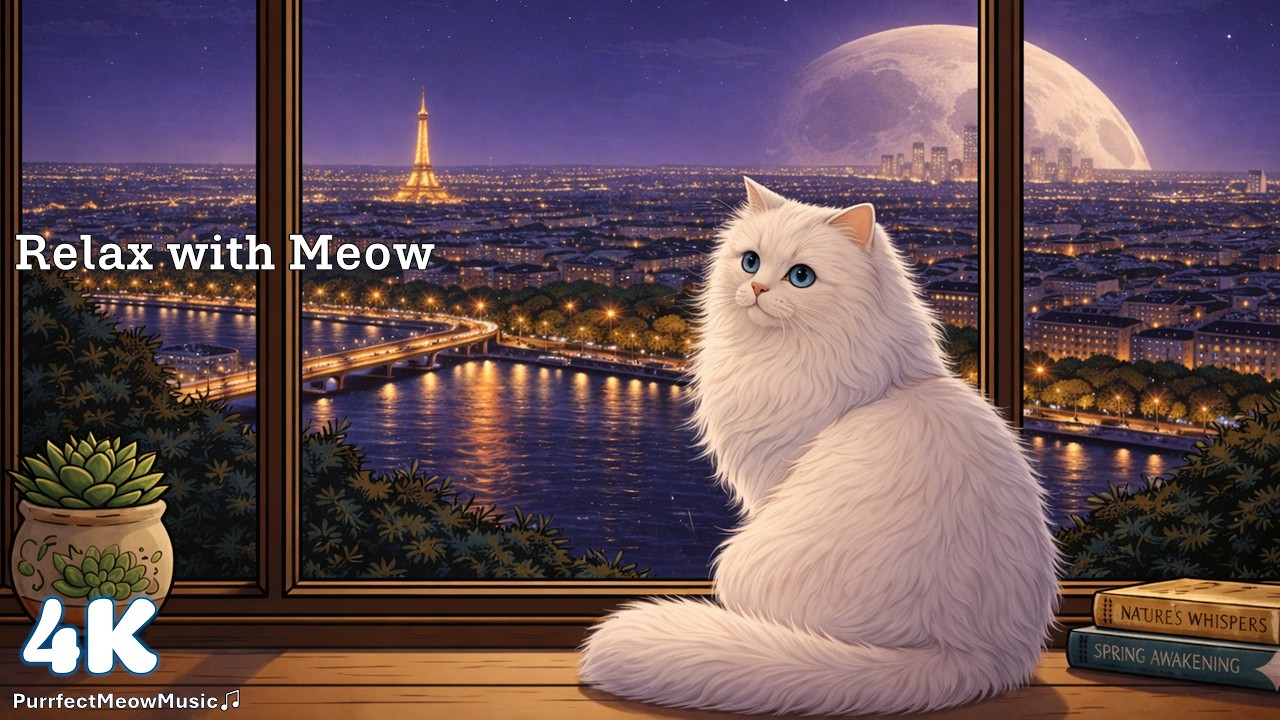 Relax with Meow in Paris 🌙 432Hz & 528Hz Healing Calming Music for Cats ...