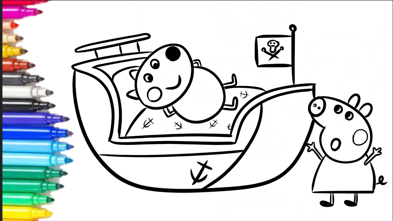Danny Dog's Pirate Bed. Drawing and Coloring Peppa pig for Kids. - YouTube