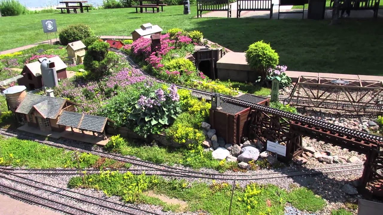 Miniature Train Track and Town Outdoors - YouTube