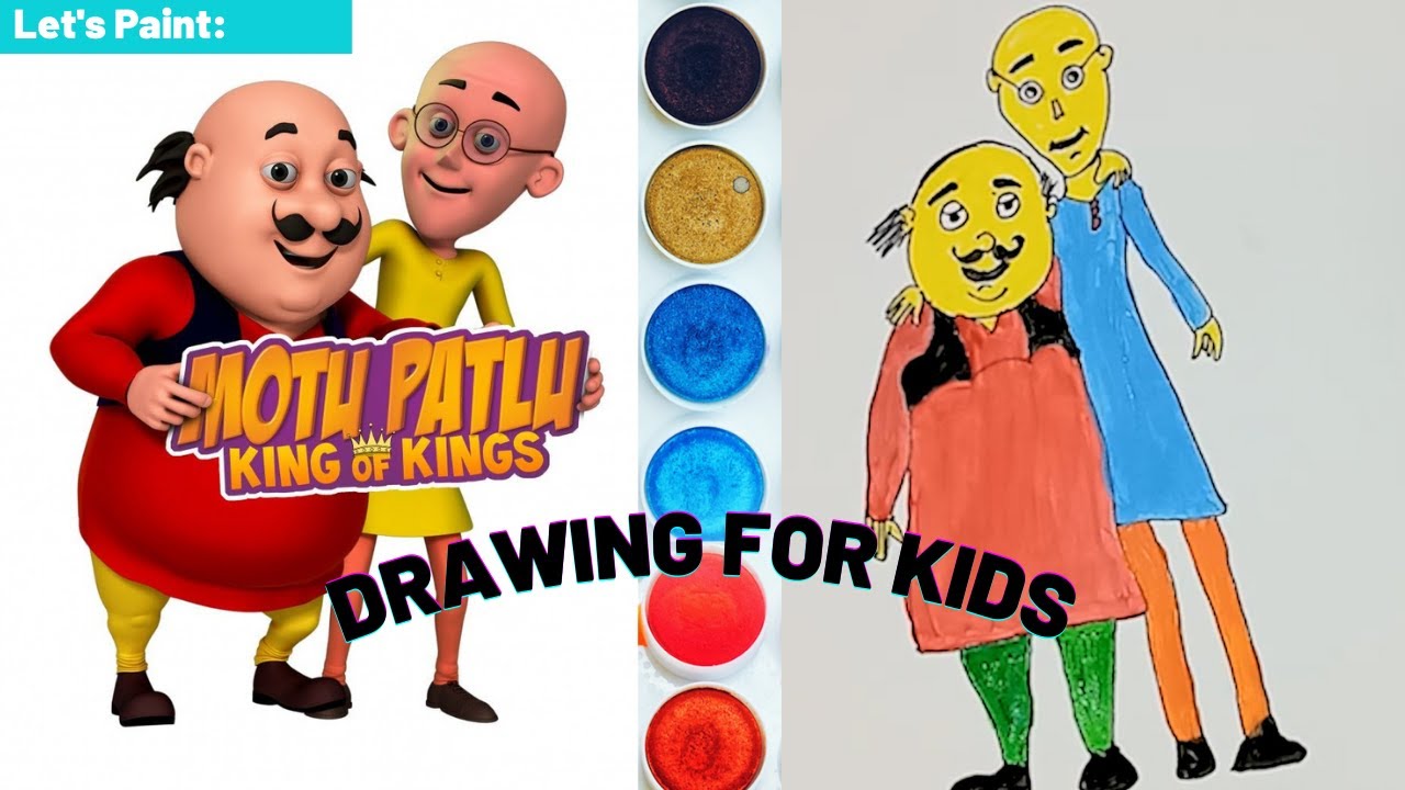 MOTO PATLO Cartoon | How To Draw Motu Patlu | Drawing and Painting For ...