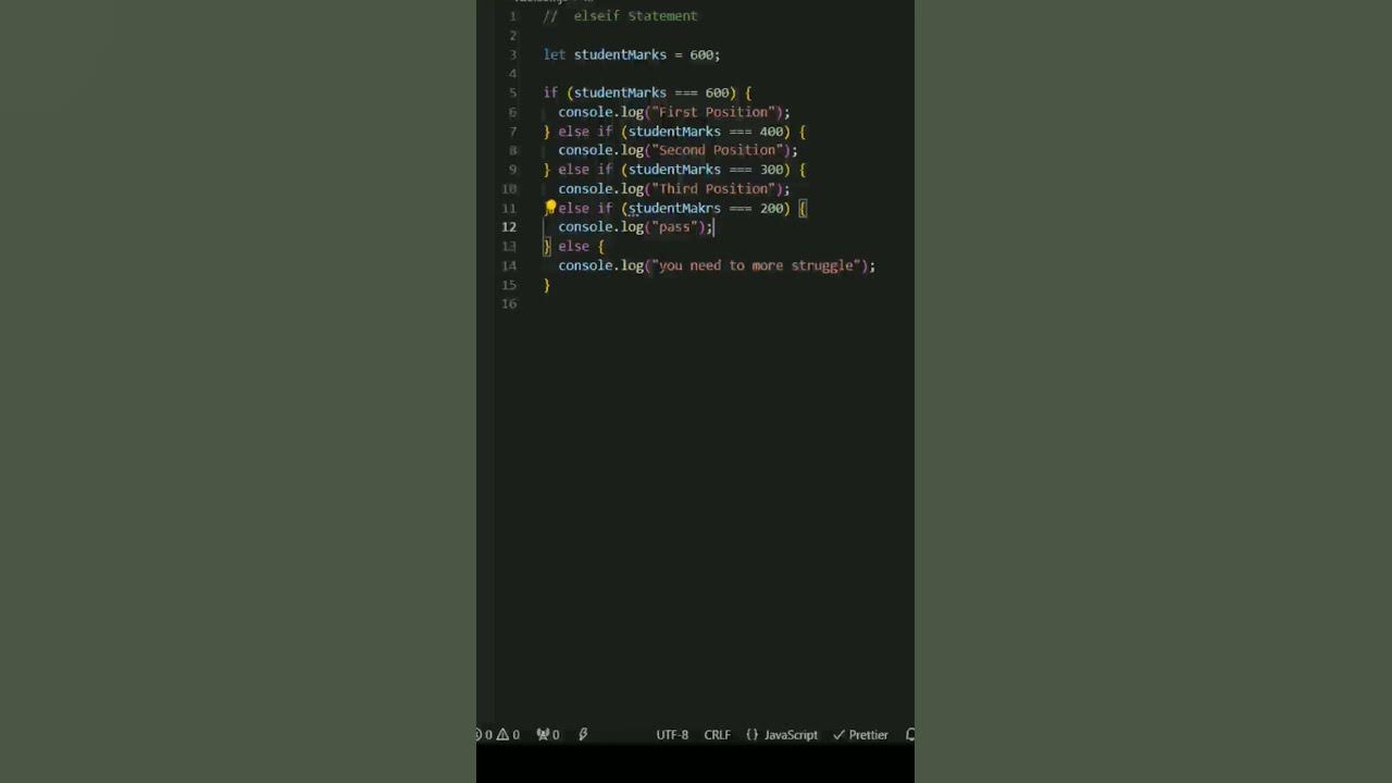 Else If Statement In Javascript Programminglanguage Javascipt Programming Youtube