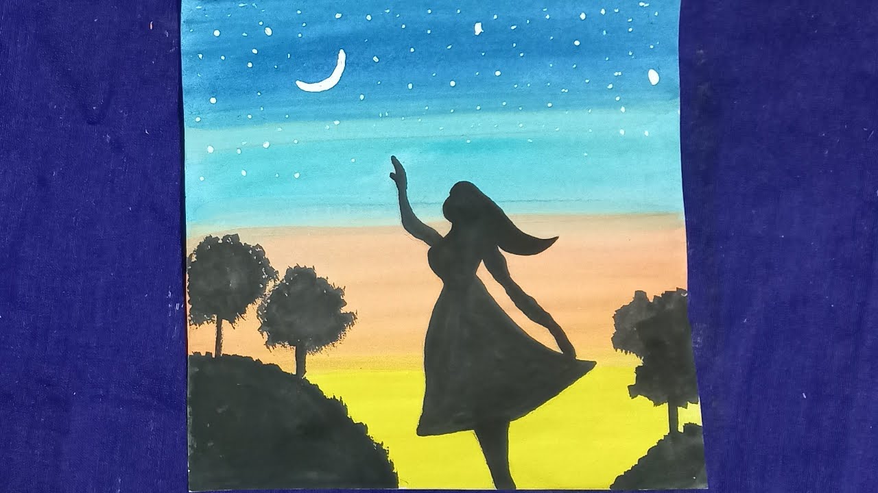 Cute moon girl drawing - YouTube