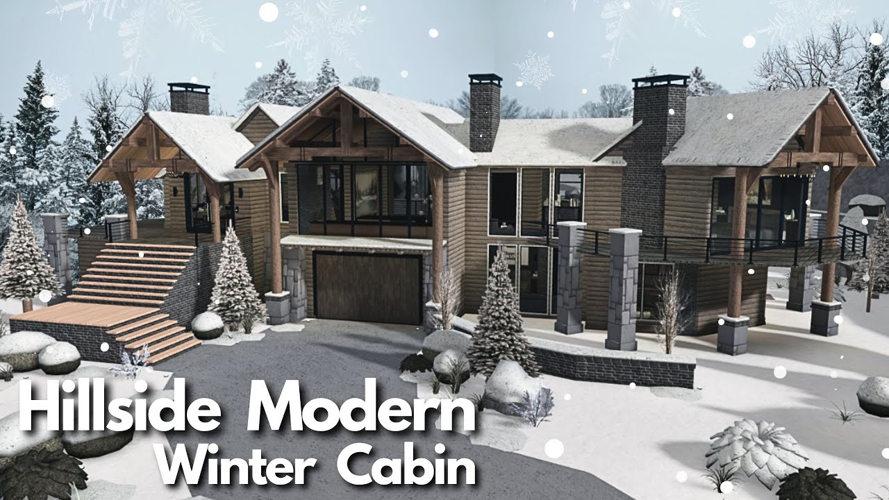 BLOXBURG: HILLSIDE MODERN WINTER CABIN | ROBLOX HOUSE BUILD TOUR - YouTube