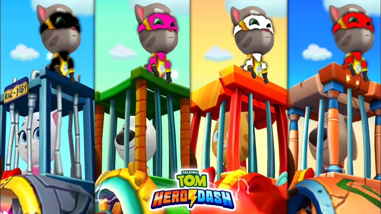Talking Tom Hero Dash : Black Tom, Pink Tom, White Tom, Red Tom ...