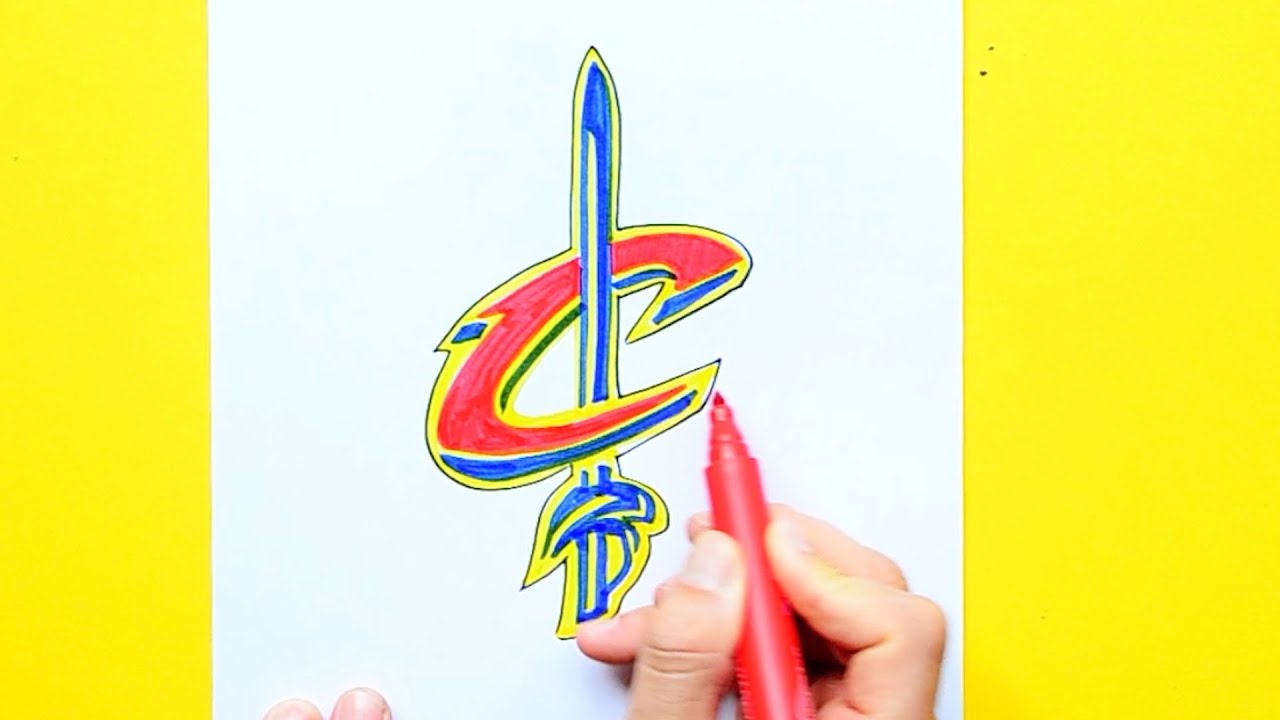 How to draw the Cleveland Cavaliers Logo (NBA Team) - YouTube