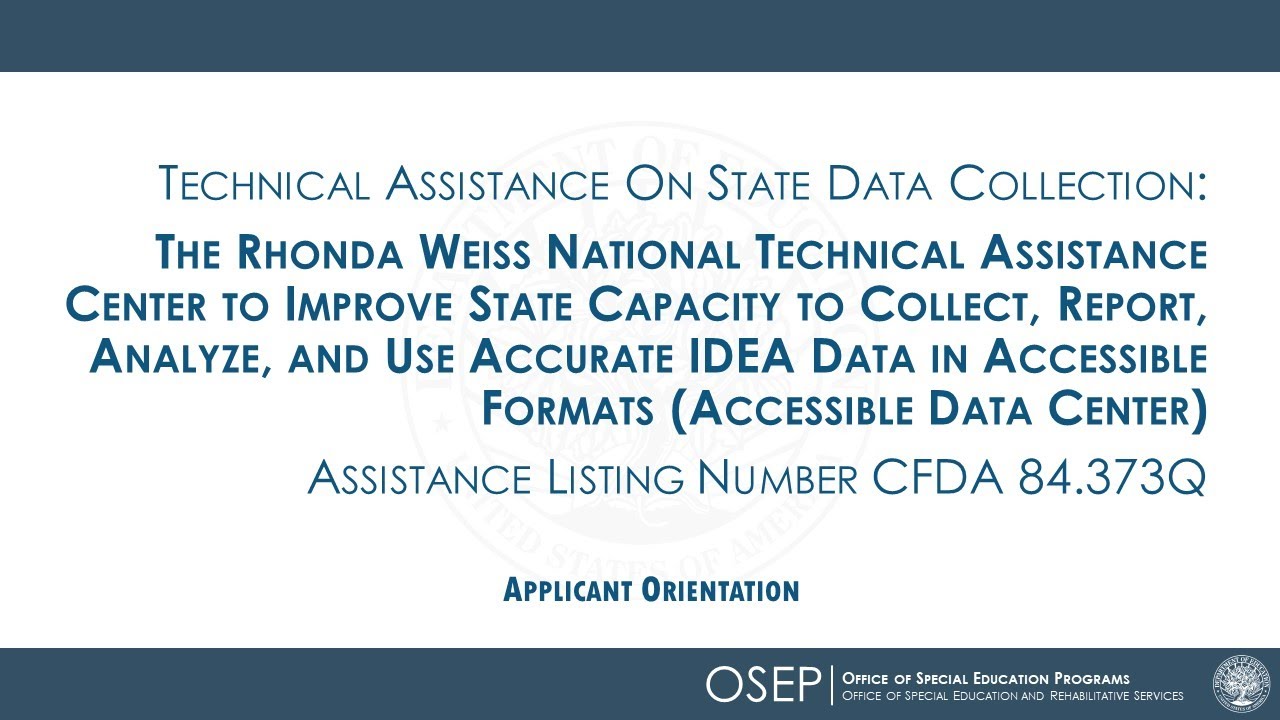 Technical Assistance On State Data Collection Applicant Orientation ...