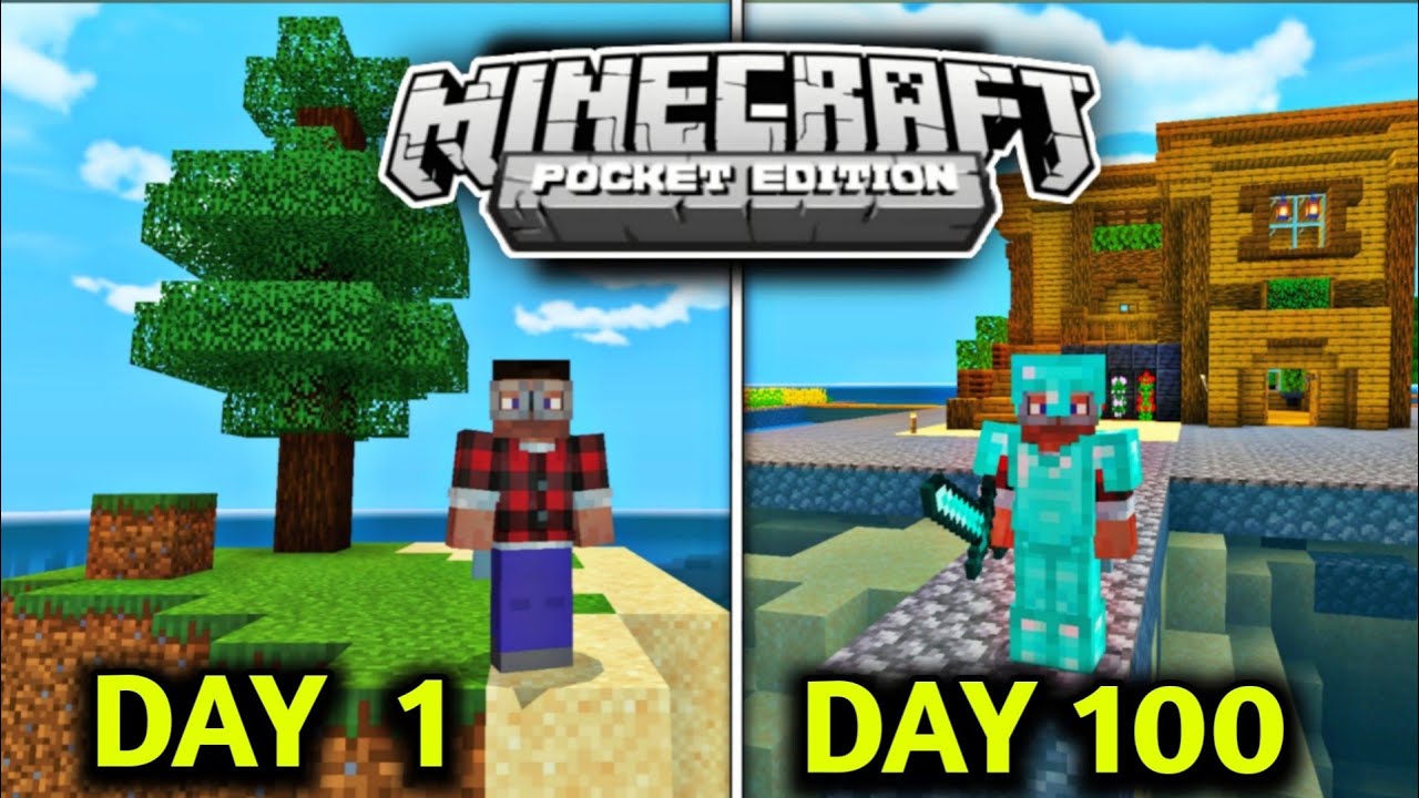 I Survived 100 Days On Minecraft PE ( Hardcore ) || Minecraft Survival ...
