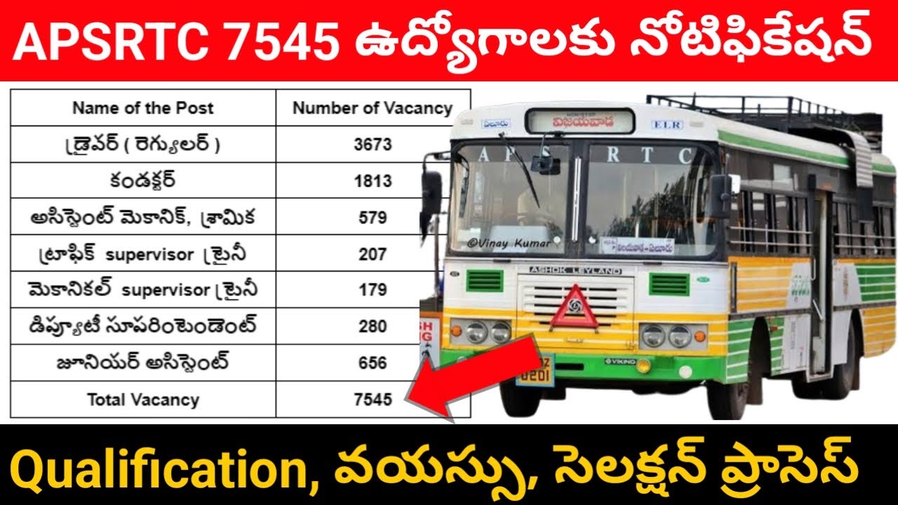 APSRTC Jobs 2024 notification || APSRTC Conductor Jobs 2024 ...