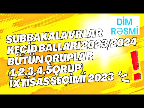 Subbakalavr'lar keçid balları 2023/2024 | bütün qruplar (1,2,3,4,5 qrup) - İXTİSAS SEÇİMİ 2023 | DİM
