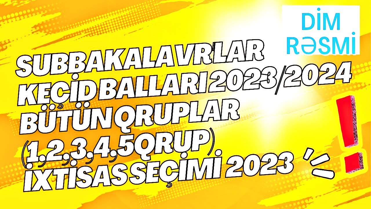 Subbakalavr'lar keçid balları 2023/2024 | bütün qruplar (1,2,3,4,5 qrup ...