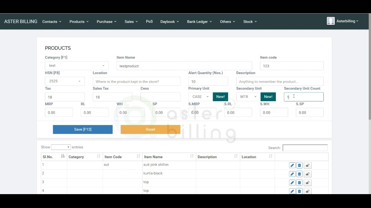 How To Create Product by Using Aster Billing : Tutorial - Part3 - YouTube