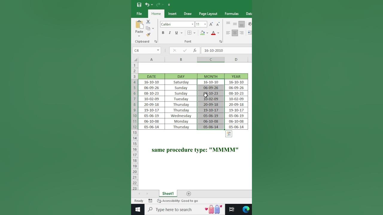 How to Extract Day Month and Year from Date in Excel | MS Excel Tutorial - YouTube