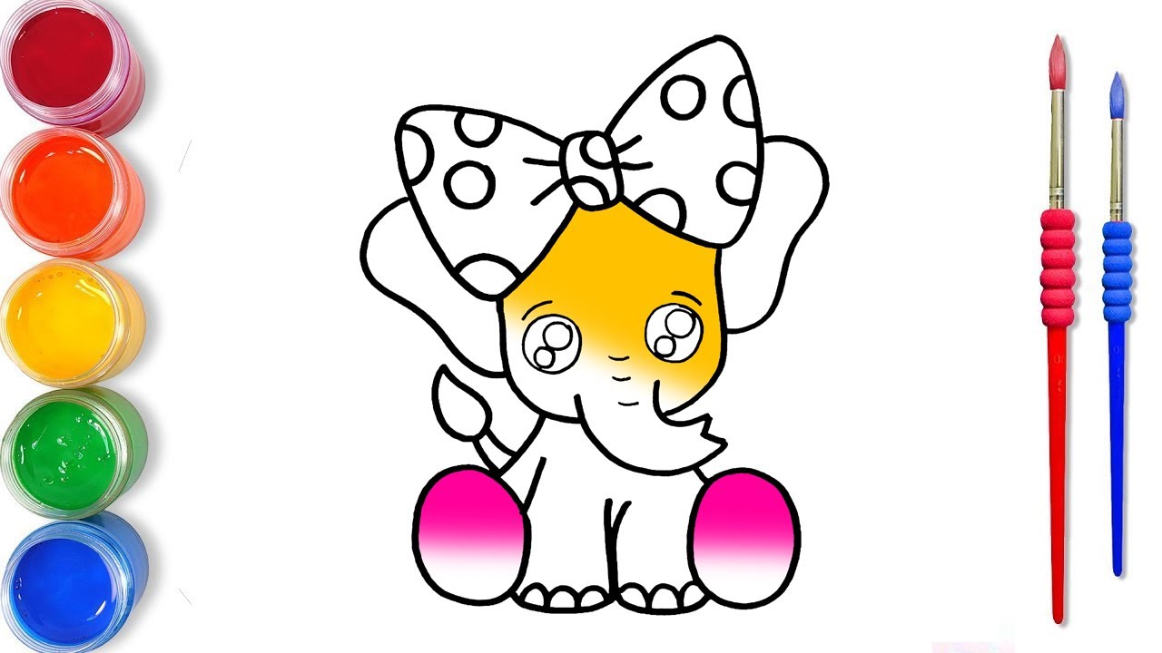 Bolalar uchun fil bolasi rasm chizish/Drawing elephant for children ...