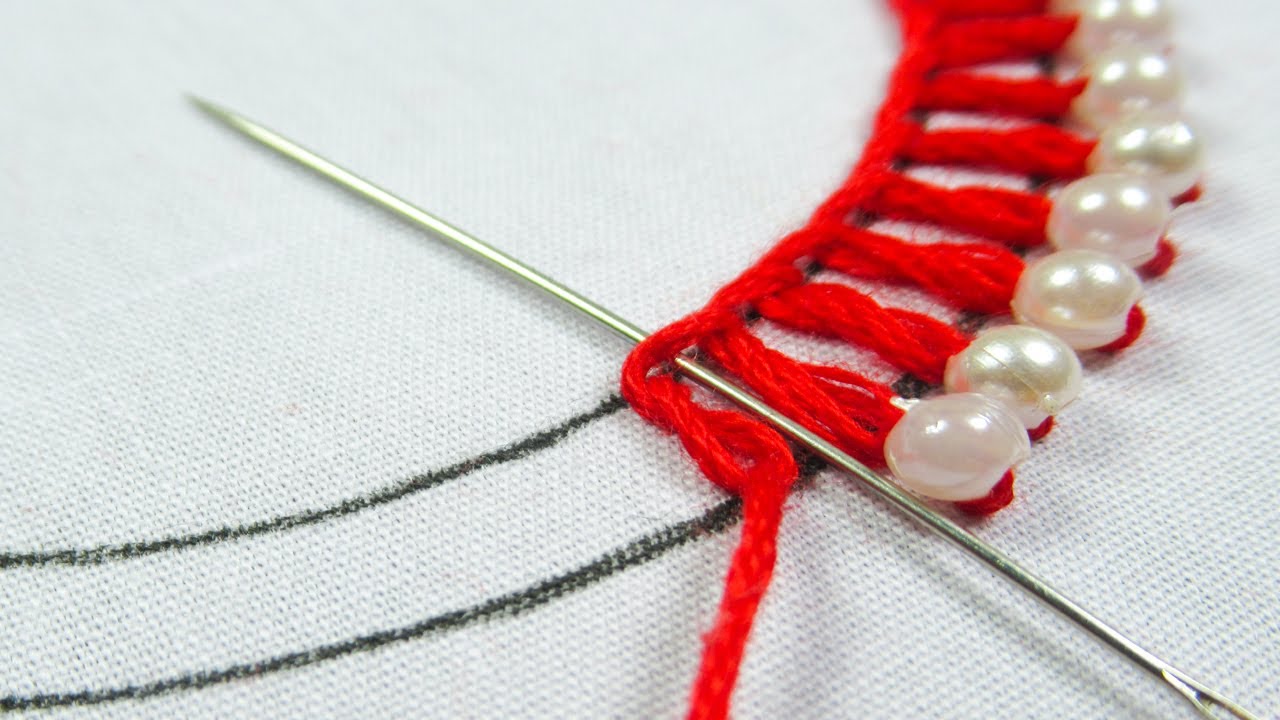Supper easy and simple neckline stitch design hand embroidery tutorial ...