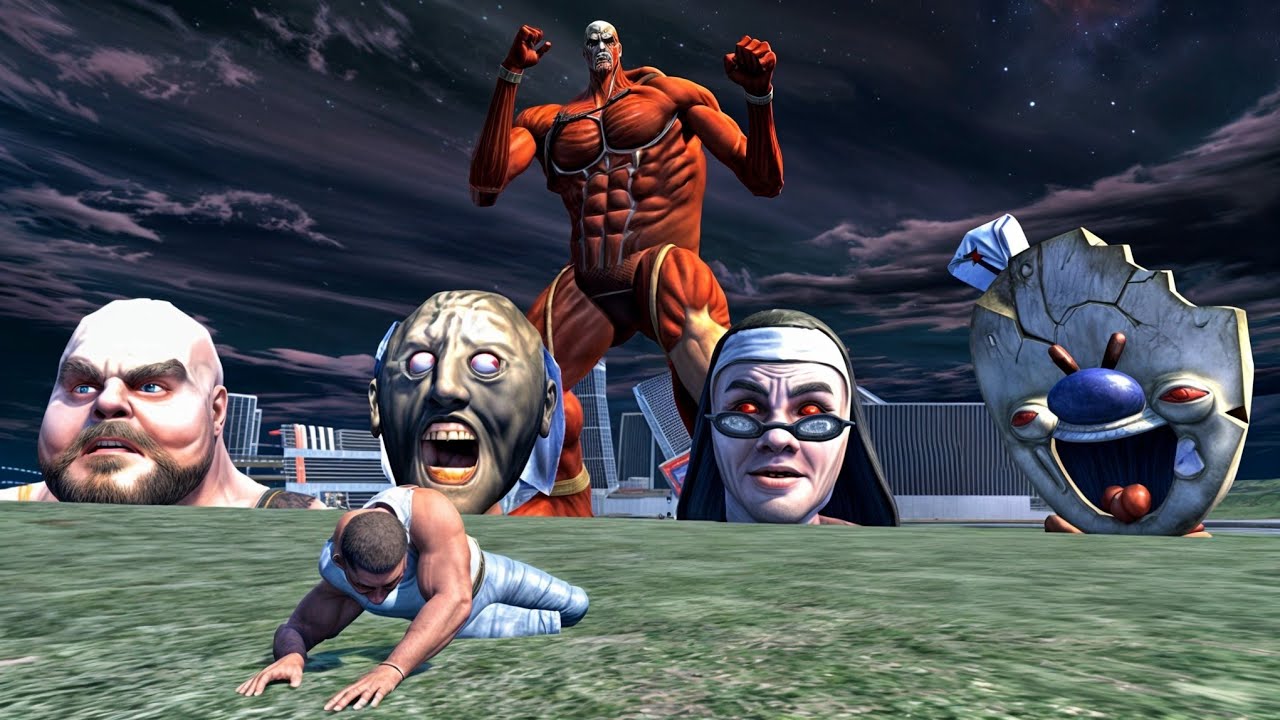 Big Titan vs Granny Evil Nun Mr Meat in Indian Bikes Driving 3d - YouTube