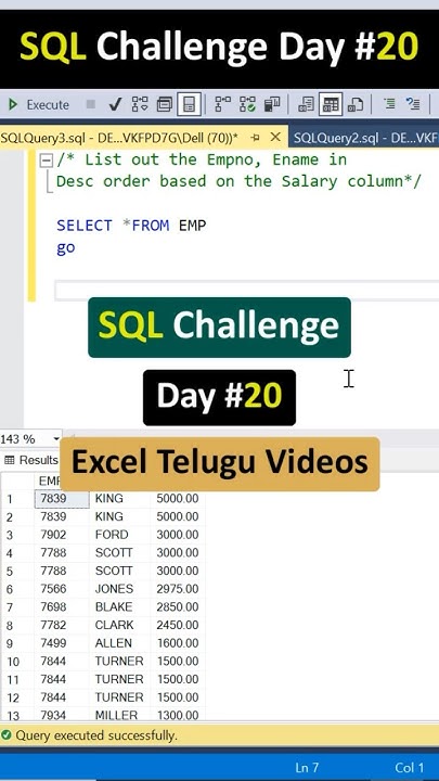 Sql Challenge Day 20 In Telugu Sql Telugu Tutorial Sql Youtube
