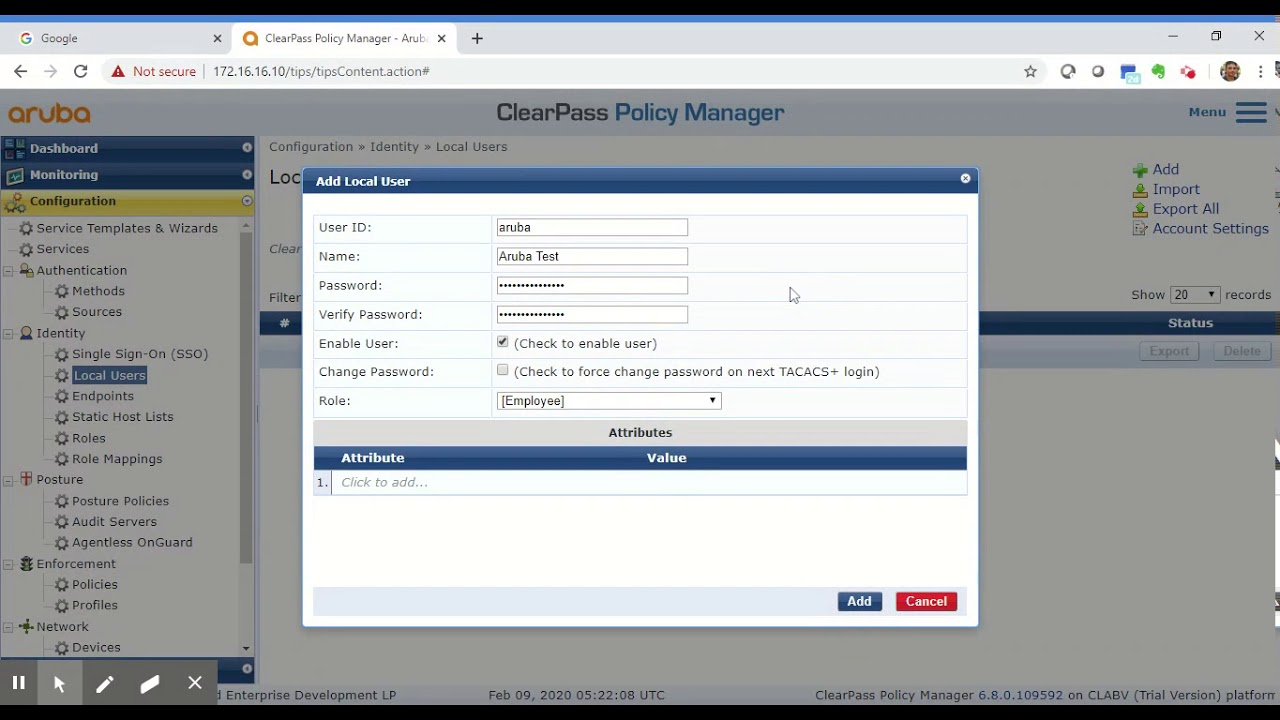 How to create local users on clearpass - YouTube
