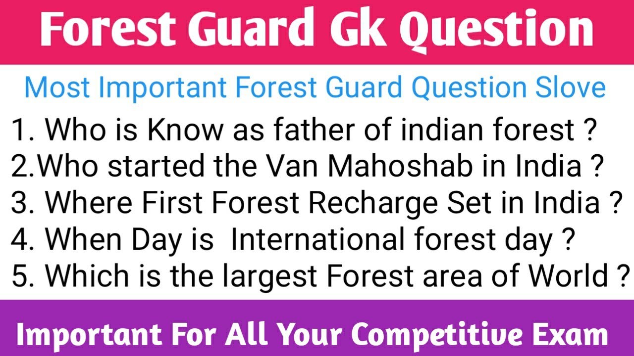 Forest Guard Gk Question ! Forest Guard question paper ! Gk question in ...