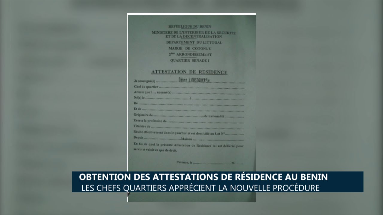Obtention des attestations de résidence au Bénin - YouTube