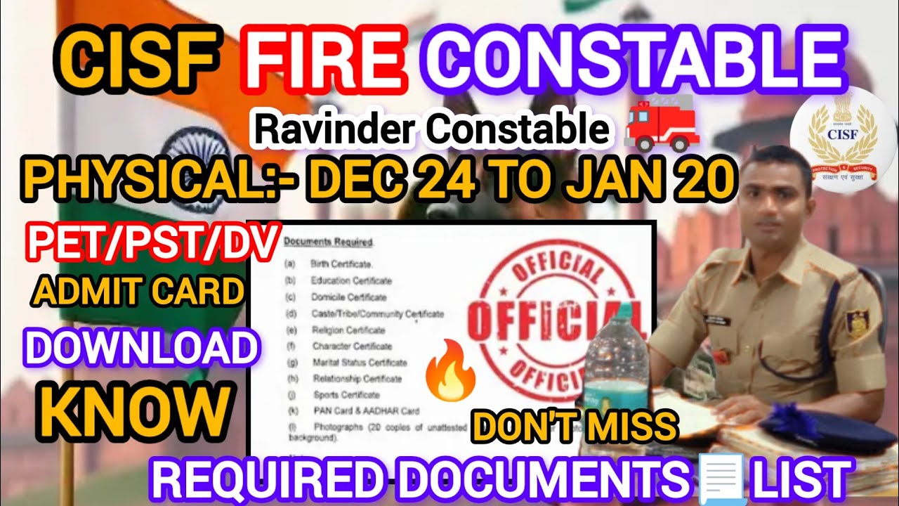 #CISF Fire Constable Physical Admit Cards Download Now 2024 in Telugu ...