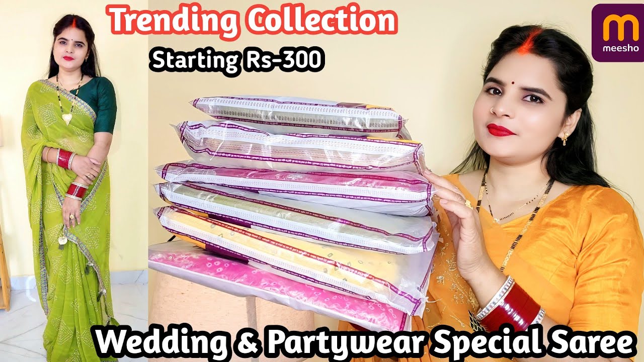 Meesho Saree Haul | New Collection | Wedding & Partywear Special sarees | Designer saree haul ...
