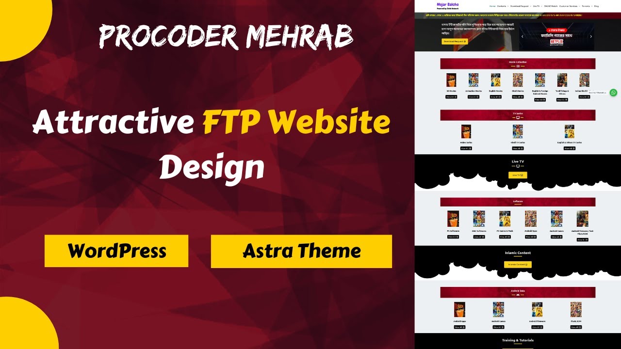 Attractive FTP Website Design With WordPress Astra Free Theme | Procoder Mehrab - YouTube
