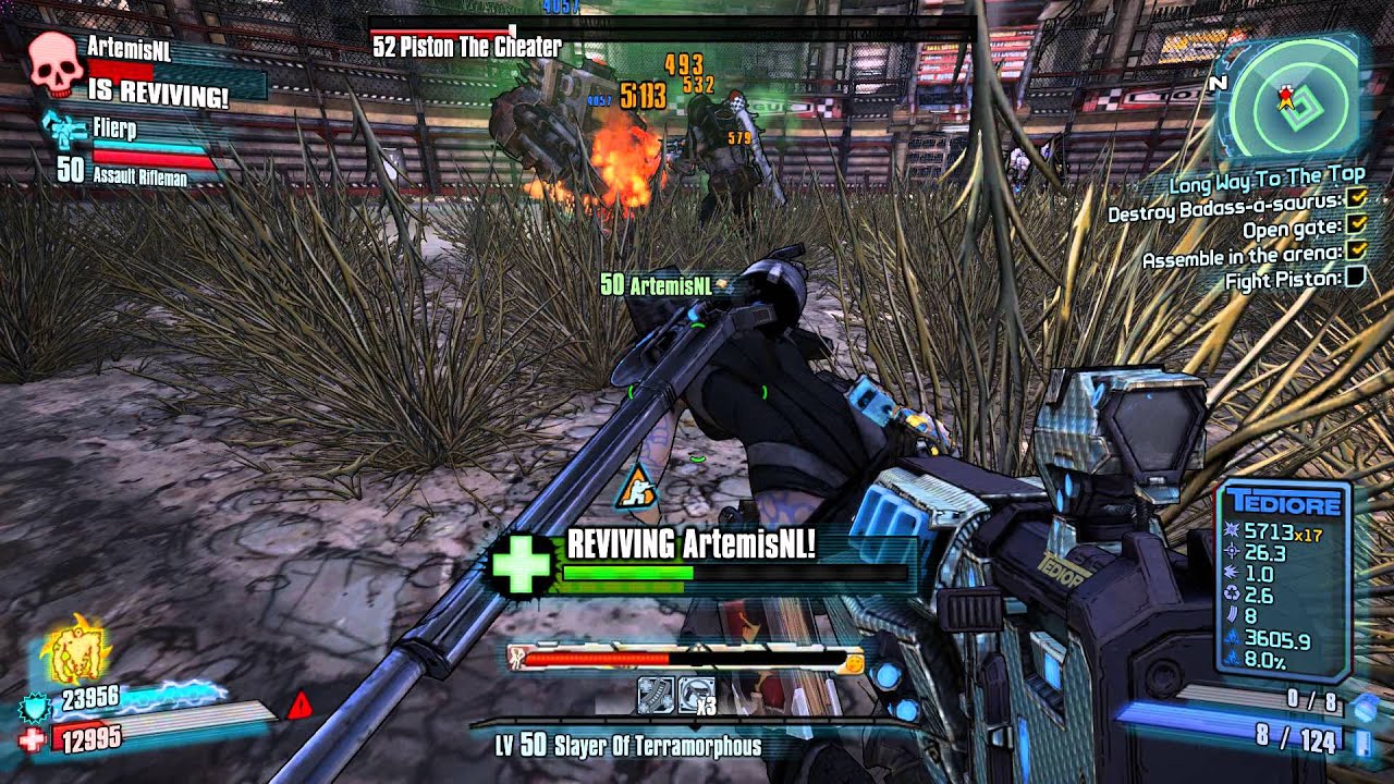 Borderlands 2 - Badassasaurus battle and piston battle - YouTube