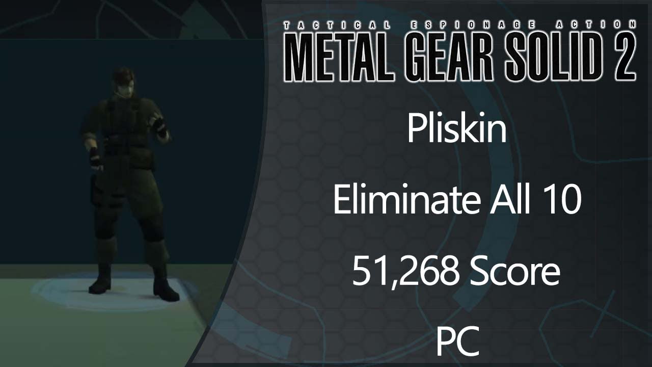 MGS2: Substance | PC | Pliskin | Eliminate All | Level 10 | 51268 Score ...