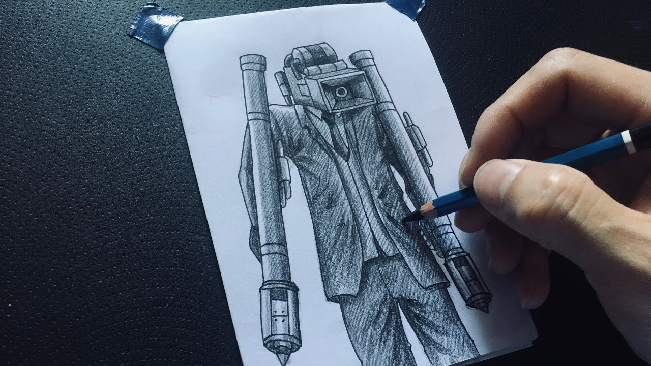 How to draw large camera man dual launcher |skibiditoilet67 - YouTube