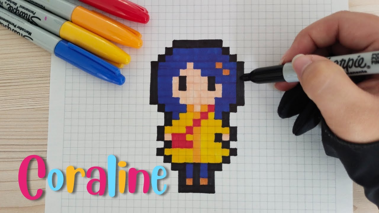 Como dibujar a CORALINE en PIXEL ART – Tutorial paso a paso #pixelart # ...
