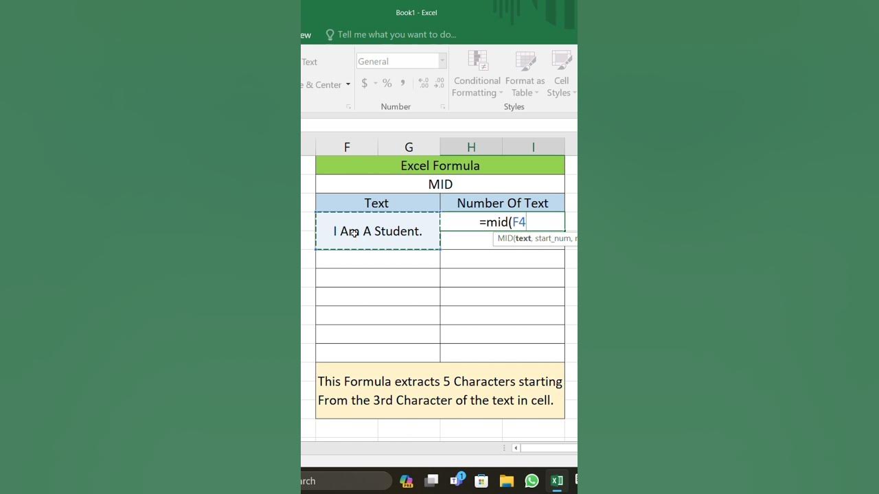 Mid Formula Used In Excel How To Use Middle Formula Mid Msexcel Excel Formulaexcel Youtube