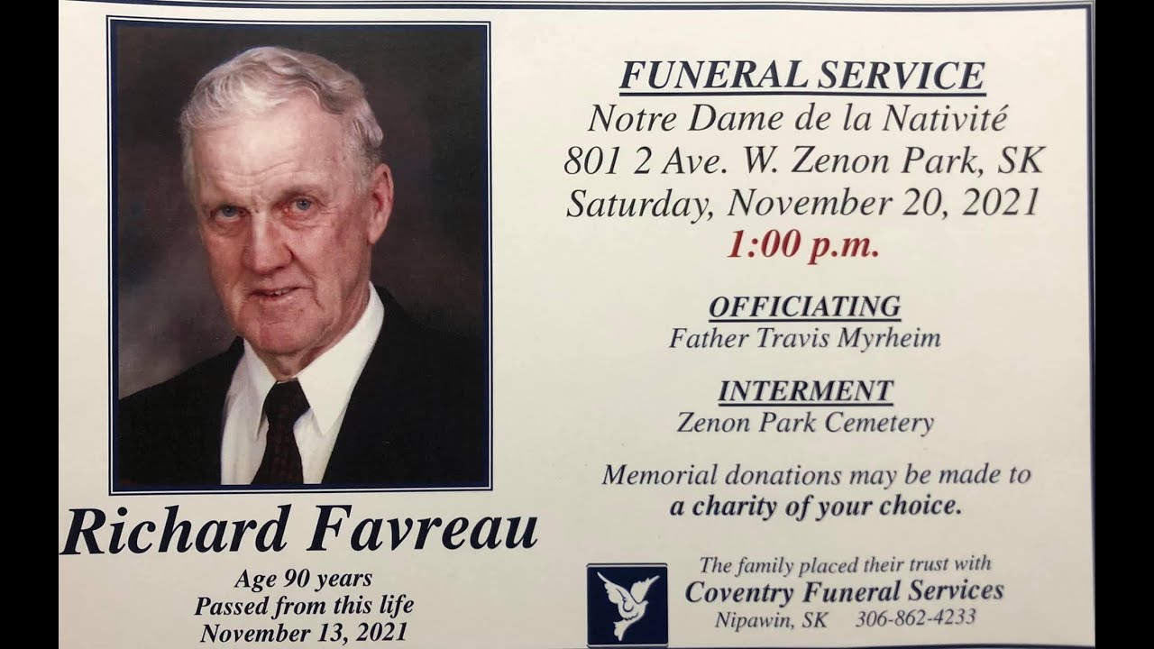 Funeral Mass Richard Favreau - Messe de funéraille Richard Favreau ...