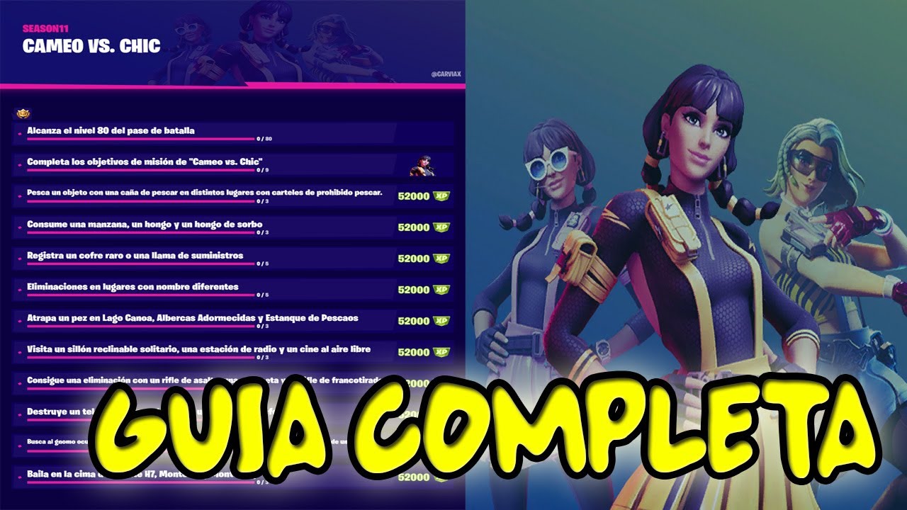 GUIA COMPLETA DESAFIOS CAMEO VS CHIC FORTNITE - YouTube
