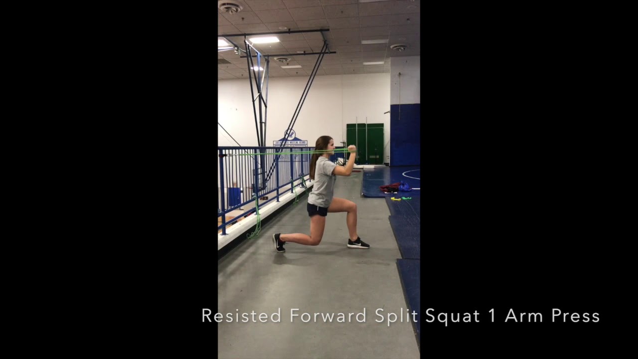 Resisted Forward Split Squat 1 Arm Press - YouTube