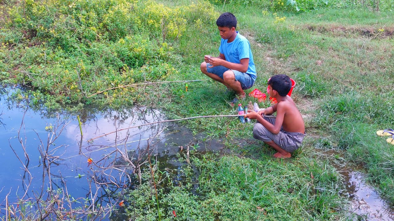 Fishing by hook || Amazing boys Catching Fish in Village | Hook Fishing ...