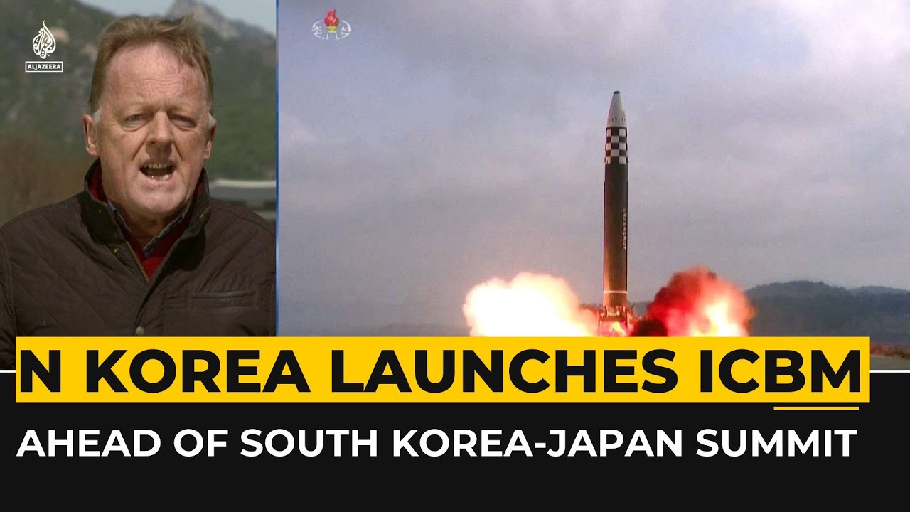 North Korea launches ICBM ahead of South Korea-Japan summit - YouTube