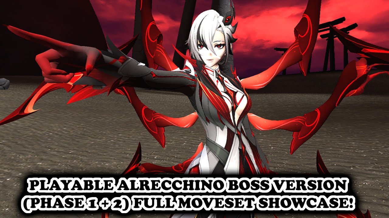 Playable Arlecchino Boss All Skills (Phase 1 & 2) + VS Raiden Shogun ...